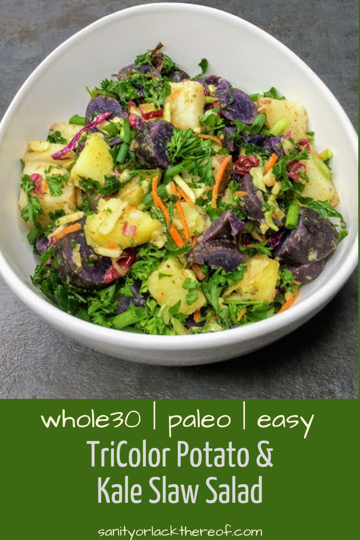Tricolor Potato Salad with Kale Slaw & Vinaigrette (Super easy version ...